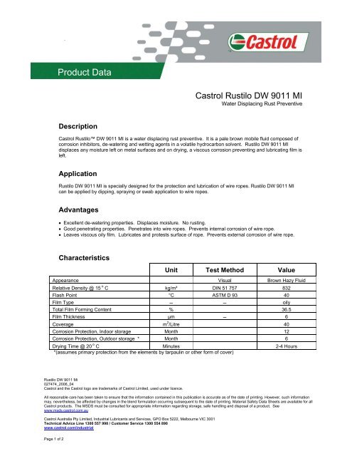 Product Data - Castrol TDS