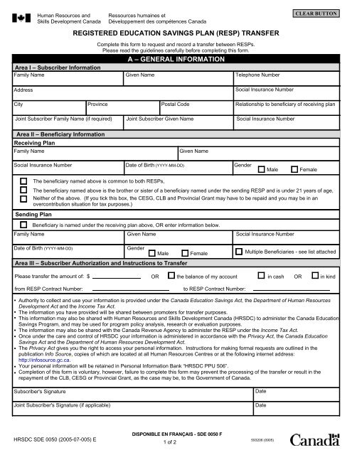 Registered Education Savings Plan (RESP ... - TD Waterhouse