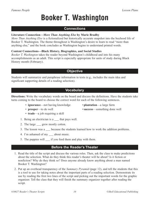 Booker T. Washington - Teacher Created Materials