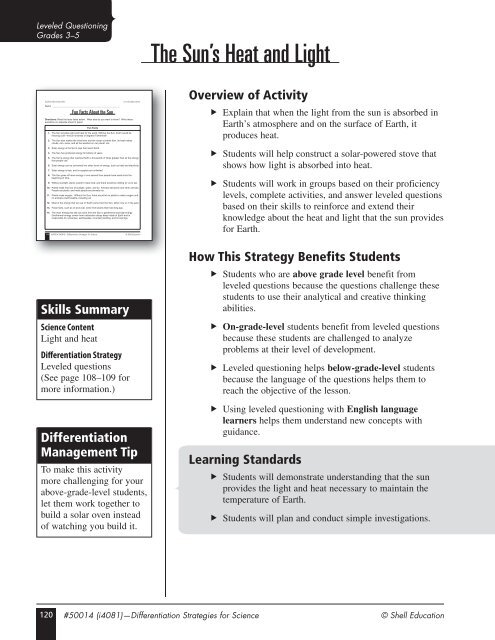 The Sun's Heat and Light - Teacher Created Materials