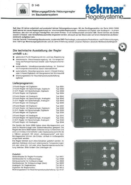 D145 - tekmar Regelsysteme GmbH