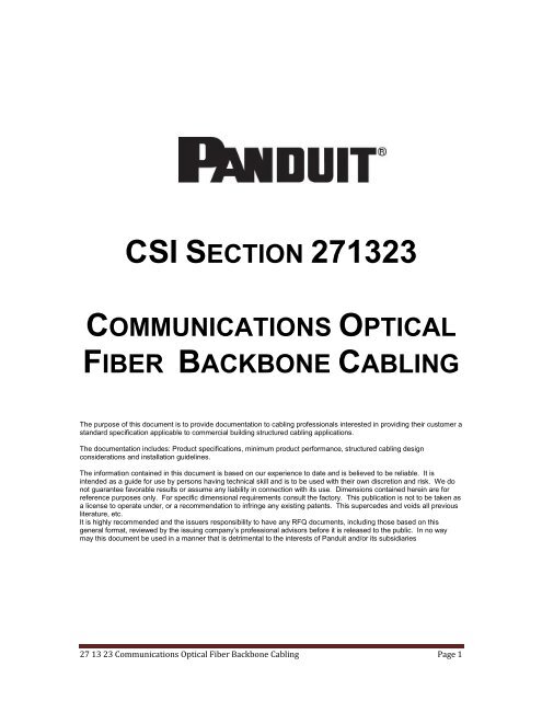 Communications Fiber Backbone Cabling - Panduit