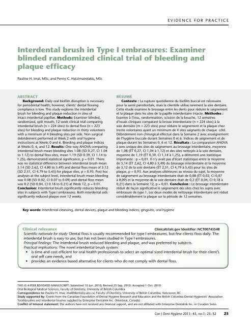 interdental brush in type i embrasures - Canadian Foundation for ...