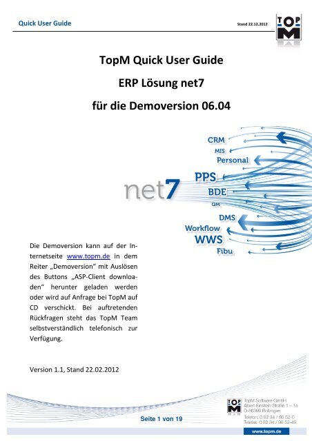 Quick User Guide net7 - TopM Software GmbH