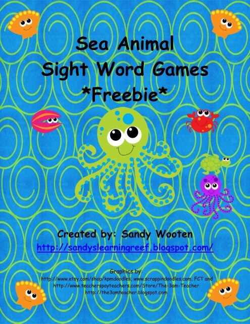 Sea Animal Sight Word Games *Freebie*