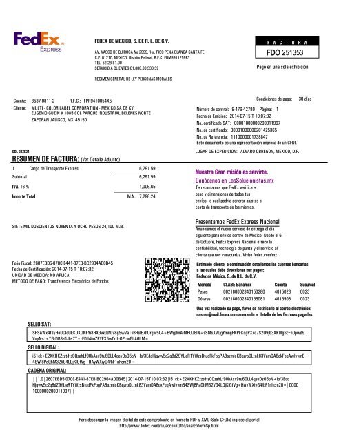 FDO 251353 RESUMEN DE FACTURA: