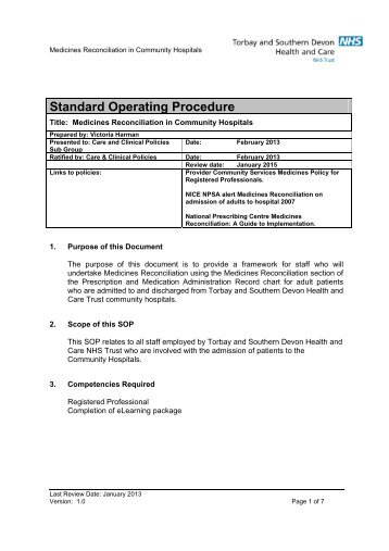 Standard Operating Procedure for accessing Controlled Drugs for ...