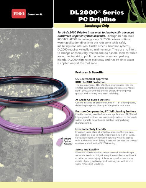 DL2000® Series PC Dripline - Toro