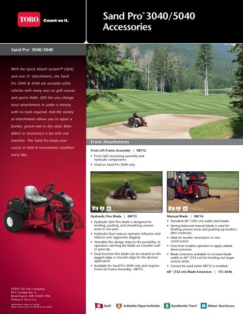 Sand Pro® 3040/5040 Accessories - Toro
