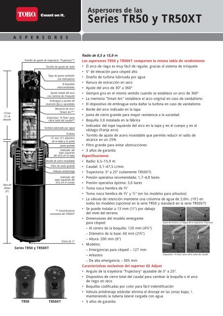Aspersores de las Series TR50 y TR50XT - Toro