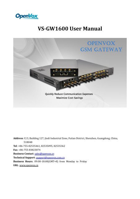 OpenVox VoxStack VS-GW1600-20G User Manual