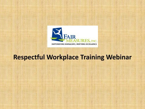 Respectful Workplace Training Webinar