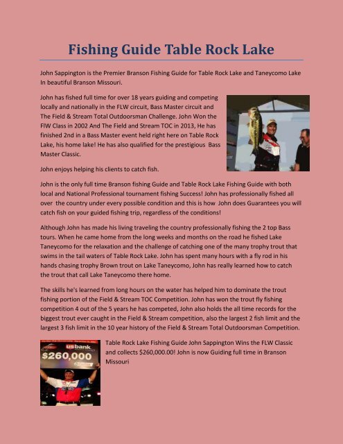 Fishing Guide Table Rock Lake