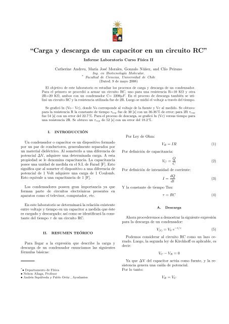 “Carga y descarga de un capacitor en un circuito RC”