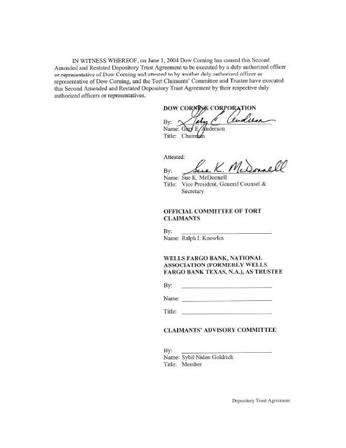 IN WITNESS WHEREOF, on June 1, 2004 Dow Corning has caused ...
