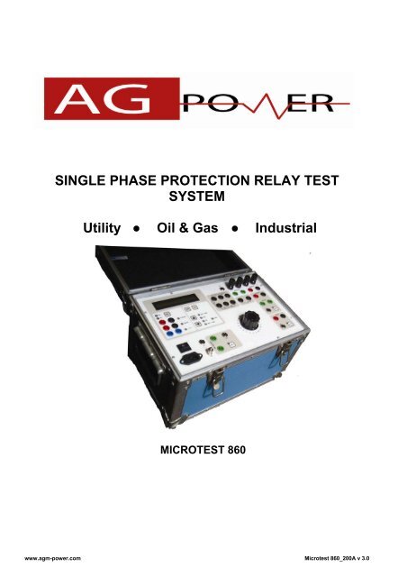 SINGLE PHASE PROTECTION RELAY TEST SYSTEM Utility Oil ...