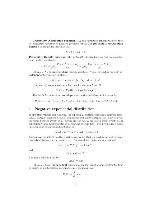 1 Negative Exponential Distribution