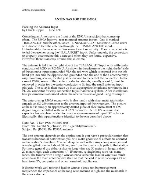 Antennas - The R-390A Frequently Asked Questions Page