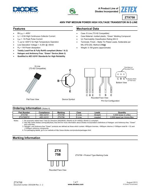 ZTX758 Silicon planar medium power high voltage transistor ...