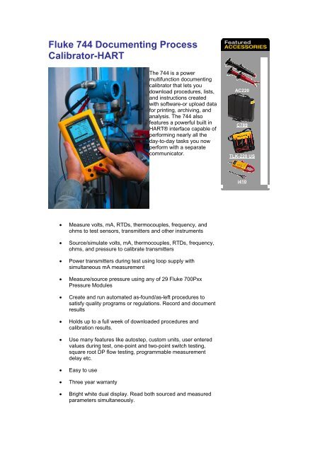 Fluke 744 Documenting Process Calibrator-HART - Tech-Rentals