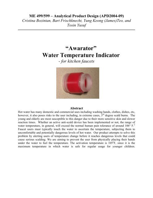 â Awaratorâ Water Temperature Indicator - Design Science