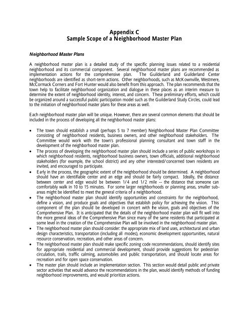 Appendix C Sample Scope of a Neighborhood Master Plan