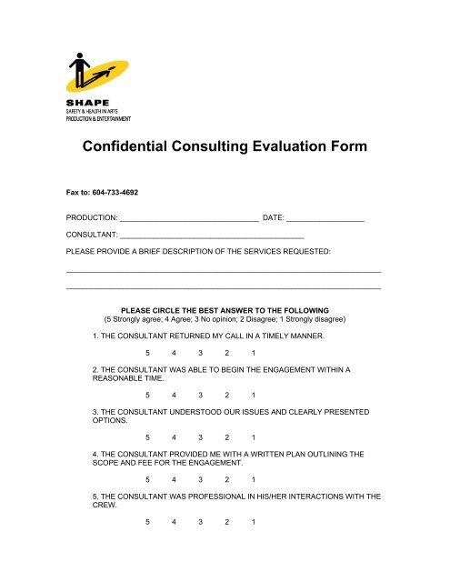 Confidential Consulting Evaluation Form - Actsafe