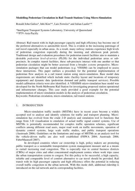 Modelling Pedestrian Circulation in Rail Transit Stations ... - Atrf.info