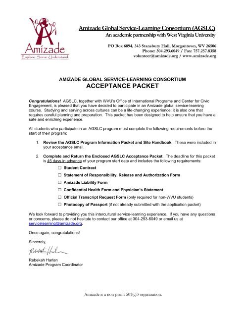 (AGSLC) ACCEPTANCE PACKET - Amizade