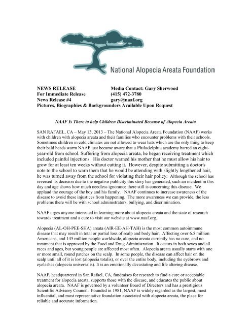 NAAF There to Help Children - National Alopecia Areata Foundation