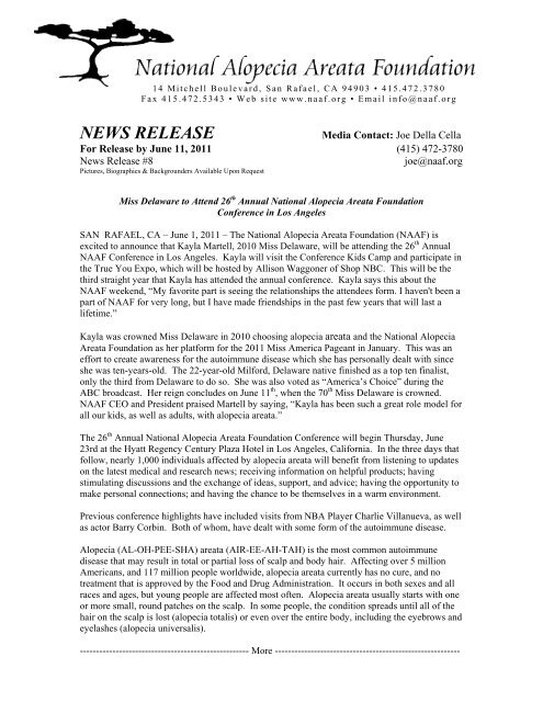 Kayla Martell to Attend 2011 NAAF Conference - National Alopecia ...