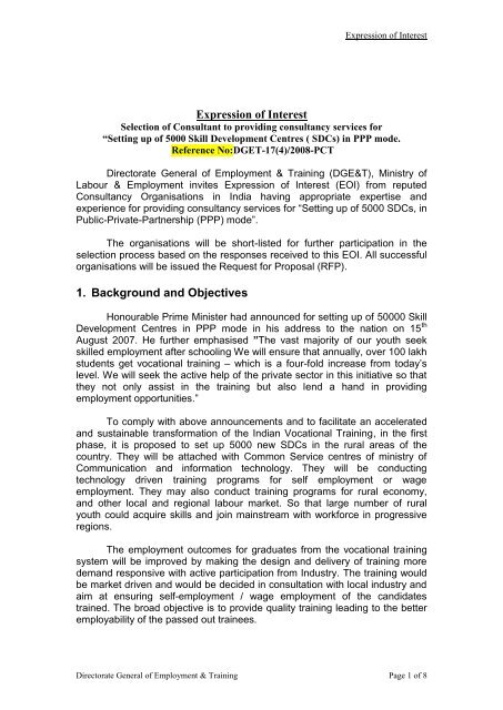 Expression of Interest 1. Background and Objectives - Directorate ...