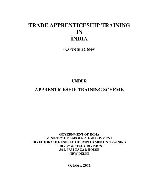 trade apprenticeship training in india - Directorate General of ...