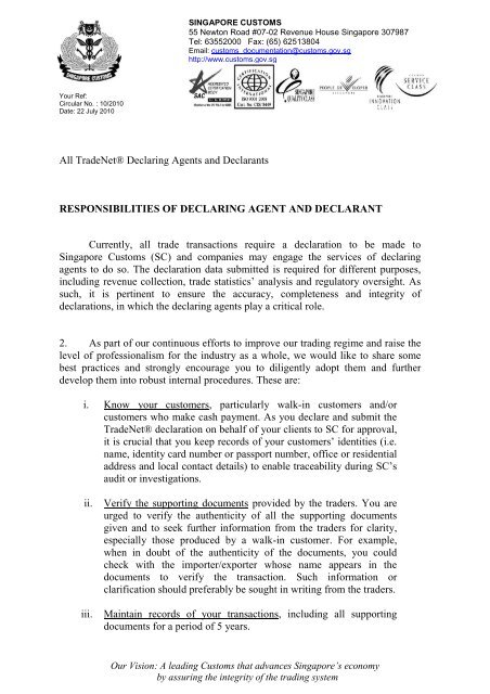 TradeNetÂ® Declaring Agents and Declarants RESPONSIBILITIES ...