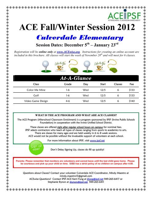 ACE Classes Fall 2012 - Irvine Unified School District