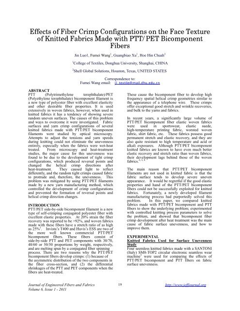 Effects of Fiber Crimp Configurations on the Face Texture of Knitted ...