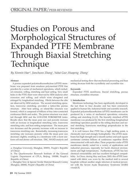 Studies on Porous and Morphological Structures of Expanded PTFE ...