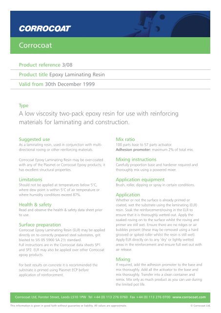 Corrocoat Epoxy Laminating Resin