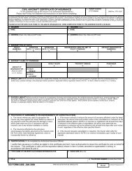 DD Form 2400, Civil Aircraft Certificate of Insurance, January 2008