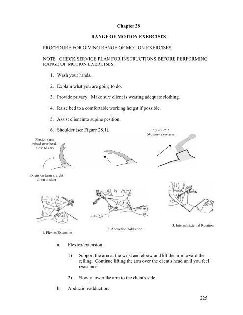 225 Chapter 28 RANGE OF MOTION EXERCISES PROCEDURE ...
