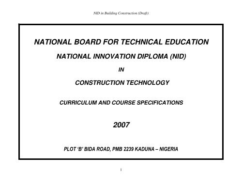 NID in Building Construction - NBTE