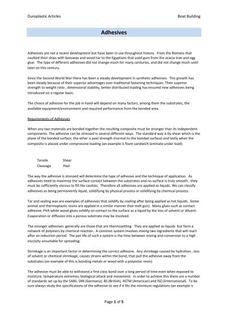 Adhesives - Duroplastic