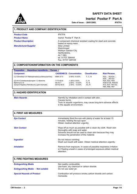 4772 Inertol Poxitar F Part A (English) Chemware ... - EPMS Supplies