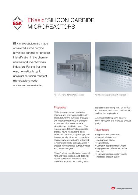 Ekasic® SILICON CARBIDE MICROREACTORS - ESK