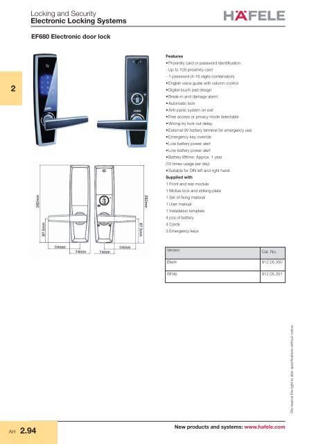Electronic Locking Systems - Hafele