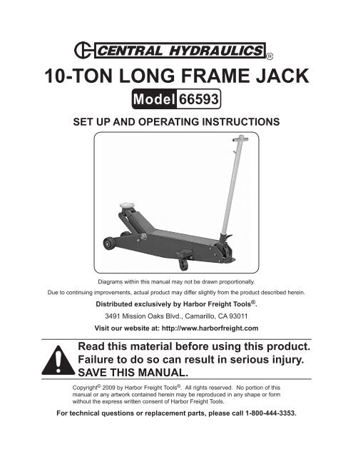 10-TON LONG FRAME JACK - Harbor Freight Tools