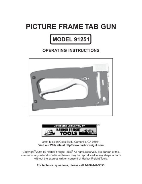 PICTURE FRAME TAB GUN - Harbor Freight Tools