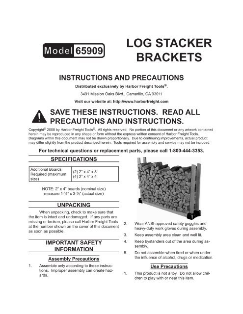 log stacker Brackets - Harbor Freight Tools