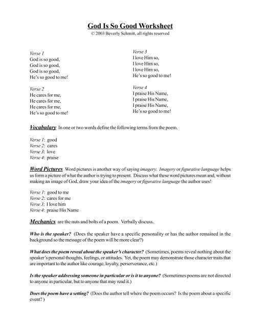 God Is So Good Worksheet - Love to Learn Place