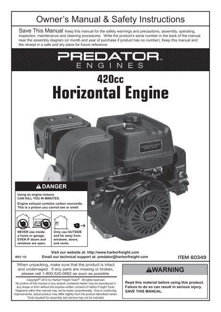 Starting the Engine - Harbor Freight Tools